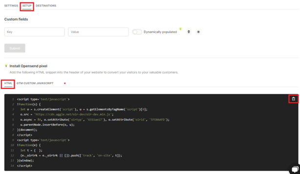 How do I install the Opensend Pixel on my website?