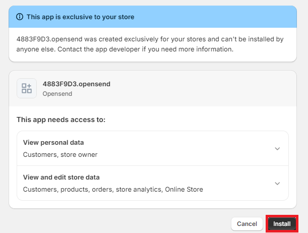 How do I install Opensend on my Shopify site?