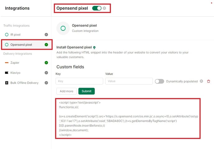 How do I install the Opensend Pixel on my website?