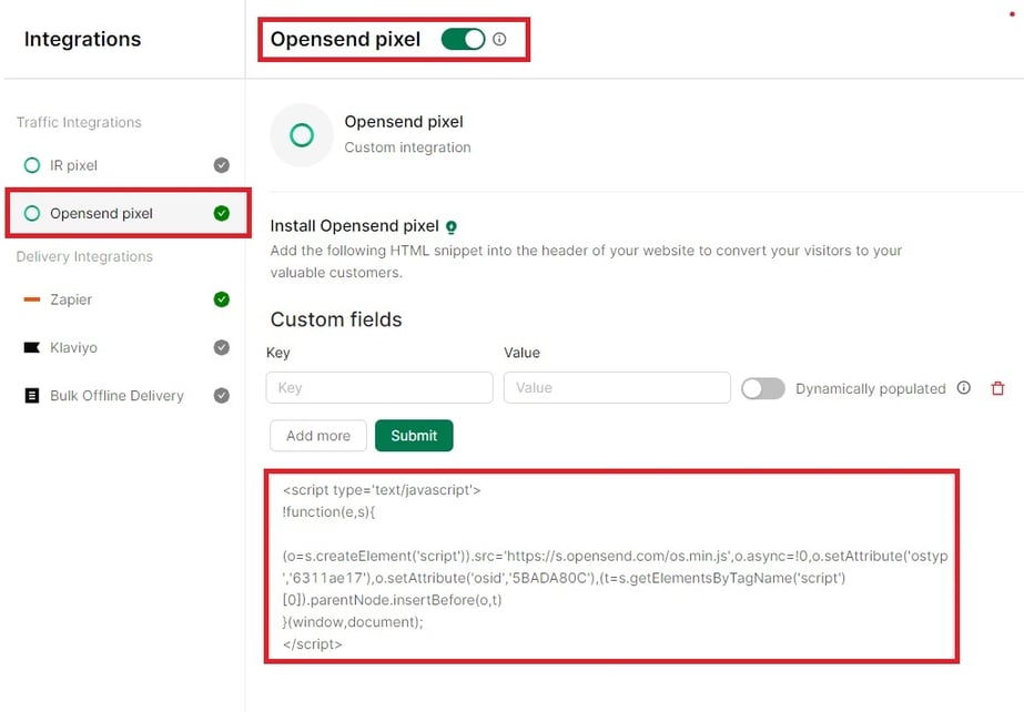 How do I install the Opensend Pixel on my website?