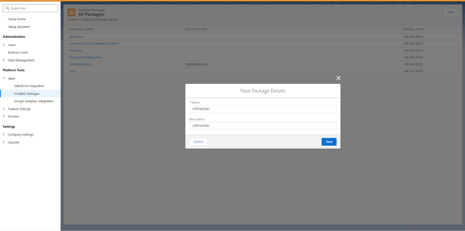 How do I integrate Opensend Connect into Salesforce Marketing Cloud?